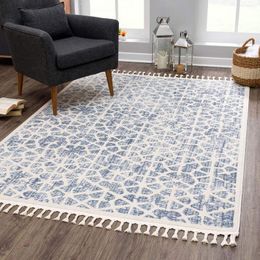 Carpet City Teppich &raquo;Art 1271&laquo; rechteckig 7 mm H&ouml;he L&auml;ufer, Kurzflor, Skandi-Muster, ideal f&uuml;r Wohnzimmer & Schlafzimmer blau Polypropylen