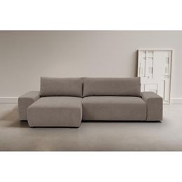 WERK2 Ecksofa &raquo;Amsterdam, zeitlos und elegant, Breite 300cm, L-Form&laquo; Design Ecksofa mit hohem Komfort, Schlaffunktion & Bettkasten braun 92% Polyester