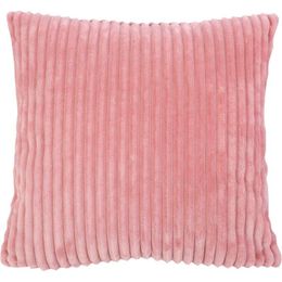 G&ouml;zze Dekokissen &raquo;Cord-Optik Dekokissen&laquo; 50x50 cm, passend zu Cord-Optik Decke, Kissenh&uuml;lle & F&uuml;llung, 1 St&uuml;ck rosa Polyester