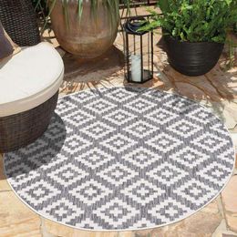 Carpet City Outdoorteppich &raquo;Outdoor 461&laquo; rund 5 mm H&ouml;he UV-best&auml;ndig, Flachgewebe, auch in quadratischer Form erh&auml;ltlich grau Polypropylen