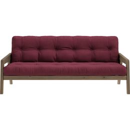 Karup Design Schlafsofa Mit Holzstruktur, inkl. Futonmatratze, Liegefl&auml;che 130x190 cm rot 80% Baumwolle + 20% polyester