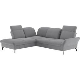 Sit & More sit&more Ecksofa &raquo;Leandro L-Form&laquo; Wahlweise mit Bett-, Kopfteil - und Armlehnfunktion, sowie Stauraum grau 100% Polyester