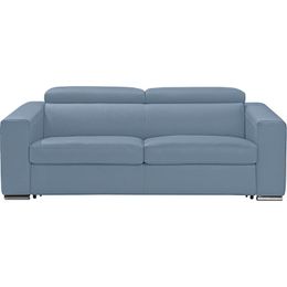 Egoitaliano Schlafsofa &raquo;Cabiria, Design und super Sitz- und Liegekomfort&laquo; Sofa inkl. Schlaffunktion, Kopfteile verstellbar, mit Metallf&uuml;&szlig;en blau Leder &raquo;BULL&laquo; (