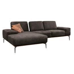 W.Schillig Ecksofa &raquo;run, Designsofa mit tollem Sitzkomfort, bequem, L-Form&laquo; mit Holzsockel, F&uuml;&szlig;e in Schwarz pulverbeschichtet, Breite 279 cm grau 