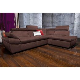 exxpo - sofa fashion Ecksofa &raquo;Salerno, Funktionssofa, hoher Sitzkomfort, Breite 268cm, L-Form&laquo; inkl. Kopf- und Armteilverstellung, wahlweise mit 