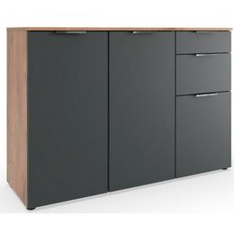 wimex Kombikommode &raquo;Level by fresh to go&laquo; 3-t&uuml;rig, mit 2 Schubladen und soft-close Funktion, 122cm breit schwarz Spanplatte