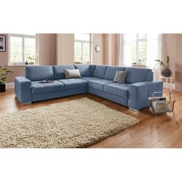 Sit & More sit&more Ecksofa &raquo;Santorini L-Form&laquo; mit Federkern und Sitztiefenverstellung, wahlweise mit Bettfunktion blau Struktur (100% Polyester);Struktur fein (