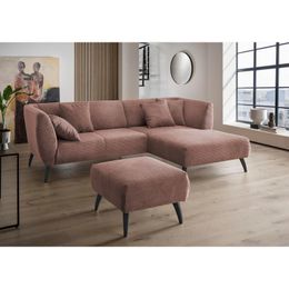 Home Affaire Ecksofa &raquo;Colori Polsterm&ouml;bel mit zeitlos eleganter R&uuml;ckenf&uuml;hrung. L-Form&laquo; Holzfu&szlig;farbe w&auml;hlbar, inkl. 4x Zierkissen rosa 100% Polyester