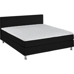 ATLANTIC HOME COLLECTION Boxbett &raquo;Edison&laquo; inkl. Bonnellfederkern-Matratze und Topper schwarz Bezug Bett: Strukturstoff (65% Polypropylen, 35% 