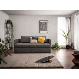 Alina Schlafsofa &raquo;Marla&laquo; inkl. Stauraum und 2 R&uuml;ckenkissen grau Chenille EQE (100% Polyester)