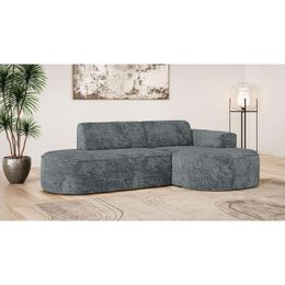 OTTO home Ecksofa &raquo;ADELLA XL Design-Sofa mit Recamiere rechts/links, 263/159/76 cm&laquo; L-Form XL mit Wellenunterfederung, runde Form, auch in Cord grau 