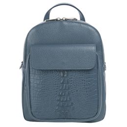 CLUTY Damen Cityrucksack echt Leder, Made in Italy blau B/H/T: 26cm x 22cm x 9cm, onesize