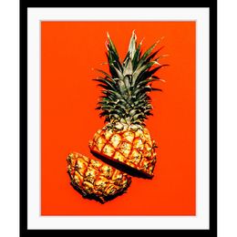 queence Bild &raquo;Aurelia&laquo; Ananas Kunst Lebensmittel Obst Obst Bilder HD Premium Poster-Druck inkl. Holzrahmen bunt Acrylglas, Holz, Papier