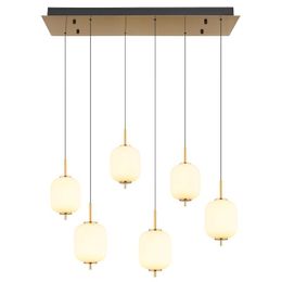 Globo LIGHTING LED Pendelleuchte &raquo;EWALD&laquo; LED-Modul 1 Stk. Warmwei&szlig; H&auml;ngelampe/H&auml;ngeleuchte/Glas opal/h&ouml;henverstellbar/messingfarben