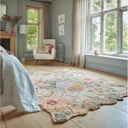 FLAIR RUGS Wollteppich &raquo;Daphne Floral, 100% Wolle&laquo; rechteckig 10 mm H&ouml;he organischen Blumenmotive, Wohnzimmer, Schlafzimmer, Esszimmer pink Wolle