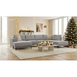 OTTO home Wohnlandschaft &raquo;XXL Sofa Oland, Struktur, Flachgewebe, Luxus-Microfaser, Boucle&laquo; U-Form, 345 cm, Wellenunterfederung, Skandi-Design, 
