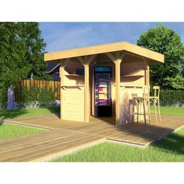 Weka Holzpavillon &raquo;Gartenlaube 657 Gr.1&laquo; Set mit 2 R&uuml;ckw&auml;nden, Tresenwand und Treseneingang braun