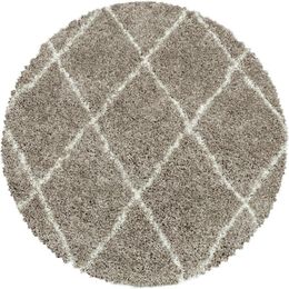 Ayyildiz Teppiche Hochflor-Teppich &raquo;ALVOR 3401&laquo; rund 50 mm H&ouml;he Shaggy, Langflor, pflegeleicht, Wohnzimmer beige Polypropylen (PP)