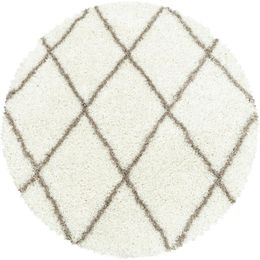 Ayyildiz Teppiche Hochflor-Teppich &raquo;ALVOR 3401&laquo; rund 50 mm H&ouml;he Shaggy, Langflor, pflegeleicht, Wohnzimmer beige Polypropylen (PP)