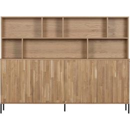 Woood Buffet &raquo;Gravu&laquo; viel Stauraum, Push-to-Open Funktion, H 150 cm x B 200 cm beige FSC -zertifizierter Holzwerkstoff