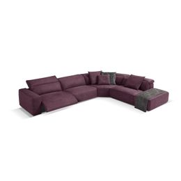 Egoitaliano Ecksofa &raquo;Beverly, extravangantes Designsofa mit erstklassigem Sitzkomfort&laquo; wahlweise mit elektrischer Relaxfunktion, Kopfteilverstellung lila