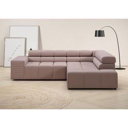 Home Affaire Ecksofa &raquo;Ancona, incl. Kopfteilverstellung + 3 Zierkissen, L-Form, Breite 249cm&laquo; wahlweise motorische Sitztiefenverstellung, B/T(H: 249/