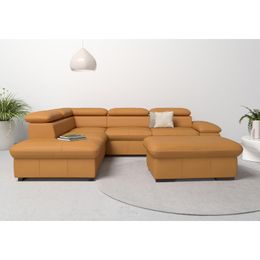 Home Affaire Ecksofa &raquo;Alberto L-Form&laquo; mit Kopfteilverstellung, wahlweise mit Bettfunktion gelb Luxus-Microfaser Lederoptik (100% Polyester);Luxus-