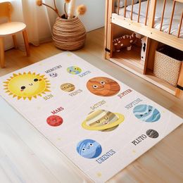 Ayyildiz Teppiche Kinderteppich &raquo;PLAY 2019&laquo; rechteckig 8 mm H&ouml;he rutschhemmend, Motiv Weltall, Monde, Sonnensystem, Kurzflor beige Polyamid
