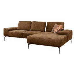 W.Schillig Ecksofa &raquo;run, Designsofa mit tollem Sitzkomfort, bequem, L-Form&laquo; mit Holzsockel, F&uuml;&szlig;e in Schwarz pulverbeschichtet, Breite 279 cm braun 
