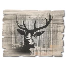 Artland Holzbild &raquo;Hirsch Collage&laquo; Wildtiere 1 Stk. tlg. grau