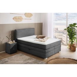 Jockenh&ouml;fer Boxspringbett &raquo;Arabella, 2x 70er Boxen mit Stauraum&laquo; Wende-Bonell-Federkern-Matratze (H2/H3), inkl. Topper grau Bezug Bett: Cord (100% Polyester);