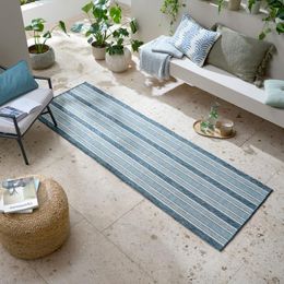 FLAIR RUGS Teppich &raquo;Roma Stripe&laquo; rechteckig 4 mm H&ouml;he Roma Stripe Indoor Outdoor-Teppichl&auml;ufer blau Kunstfaser