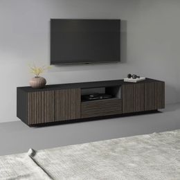 Home Affaire Lowboard &raquo;Vega,Lowboard,TV Board,TV Schrank,220 cm&laquo; mit 4 T&uuml;ren und 1 Schublade,Fronten mit Rillen-Optik schwarz