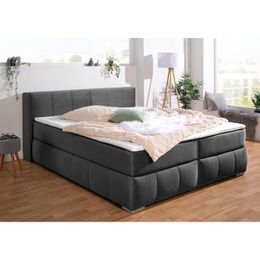 Home Affaire Boxspringbett &raquo;Chelles&laquo; inkl. Kaltschaumtopper, in 5 Breiten und 3 Matratzenarten grau Samtoptik (100% Polyester);Bezug der Spiegelfl&auml;che