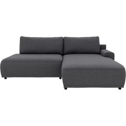 Trendmanufaktur Ecksofa &raquo;Fordon II, Schlafsofa mit Bettkasten, Couch in L-Form, Breite 250 cm&laquo; in Struktur fein LEO, haustierfreundlich, anthrazit, 
