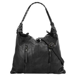 Samantha Look Damen Shopper echt Leder, Made in Italy schwarz