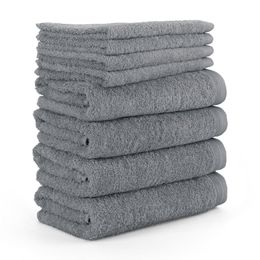 M&ouml;ve Handtuch Set &raquo;Superwuschel 100% Premium Cotton Baumwolle,&laquo; 8 Walkfrottier Spar-Set, Made in Germany, Handtuch Set mit Bord&uuml;re, einfarbig, weich grau 