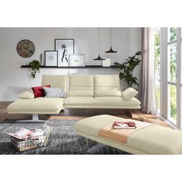 W.Schillig Ecksofa &raquo;broadway, Designsofa mit tollem Sitzkomfort, L-Form&laquo; Sitztiefenverstellung, Kopfteil- & Seitenteilverstellung, Breite 291cm beige 