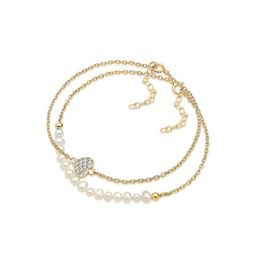 Elli Damen Perlenarmband Set &raquo;Herz Layer Kristalle Cute 925 Silber&laquo; wei&szlig;
