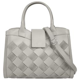 Samantha Look Damen Henkeltasche echt Leder, Made in Italy grau