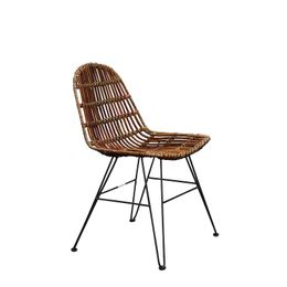 Sit Rattanstuhl () Fischgr&auml;ten-Optik im R&uuml;ckenbereich beige Geflecht Rattan, Metall