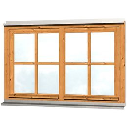 Skan Holz Fenster &raquo;Doppelfenster&laquo; f&uuml;r Carports, 132,4 x 82,1 cm braun Glas, Massivholz