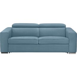 Egoitaliano Schlafsofa &raquo;Cabiria, Design und super Sitz- und Liegekomfort&laquo; Sofa inkl. Schlaffunktion, Kopfteile verstellbar, mit Metallf&uuml;&szlig;en blau Luxus-Micofaser 