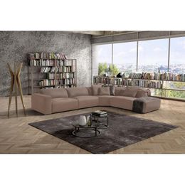 Egoitaliano Ecksofa &raquo;Beverly, extravangantes Designsofa mit erstklassigem Sitzkomfort&laquo; wahlweise mit elektrischer Relaxfunktion, Kopfteilverstellung beige Leder 