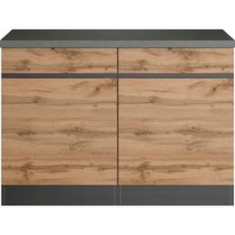 KOCHSTATION Unterschrank &raquo;KS-Riesa&laquo; Breite 120 cm, MDF-Fronten braun Holzwerkstoff
