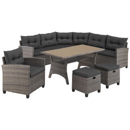 Konifera Gartenlounge-Set &raquo;Keros Premium&laquo; Set, 2x 2er Sofa, 1x Ecke, 1x Sessel, 2x Hocker, 1x Tisch 145x75x67,5cm, 20 Stk. tlg. Ecklounge, Polyrattan,