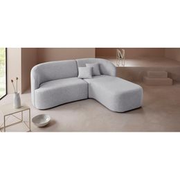 LeGer Home by Lena Gercke Ecksofa &raquo;Dilara L-Form&laquo; gerundete R&uuml;ckenlehne und Front, in 3 Bezugsqualit&auml;ten grau Struktur fein 100% Polyester);Samtoptik 