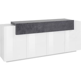 Home Affaire Sideboard &raquo;Coro, Kommode, Schrank, Kredenz, grifflos mit Einlegeb&ouml;den&laquo; 1 Klappe,4 T&uuml;ren, Doppeltiefe, B/T/H 200x45x85,6cm schwarz-wei&szlig; 