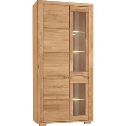 OTTO home Vitrine &raquo;DENIS70, Wohnzimmer, viel Stauraum, verstellbaren Einlegeb&ouml;den, ge&ouml;lt&laquo; B/T/H:90/40/190cm, Front Eiche massivholz,ge&ouml;lt, 10 F&auml;cher, 
