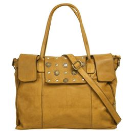 Samantha Look Damen Shopper echt Leder, Made in Italy gelb